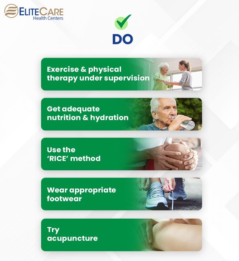 Dos and Don’ts for Managing Chronic Knee Pain in Seniors | EliteCare HC